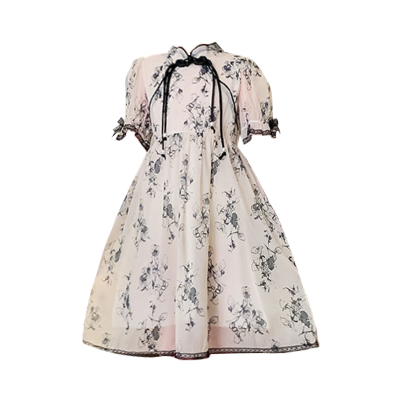 XQYLOS Girls Retro Bloom Print Puff Sleeve Dress, Vintage-style Party ...