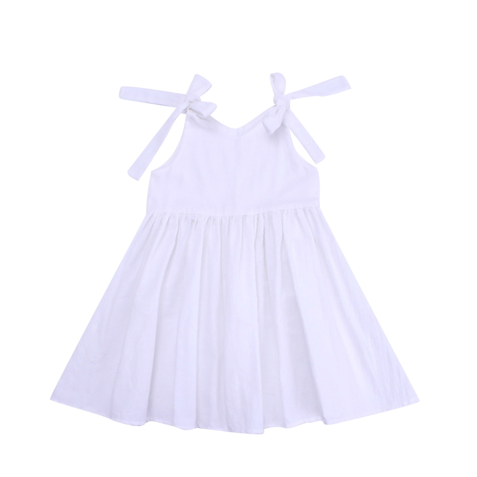XQYLOS Girls Sleeveless Ruffle Princess Dress, Summer Solid Color Party ...