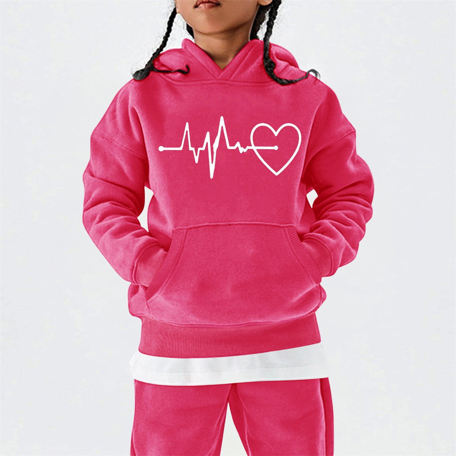XQYLOS Heart Print Graphic Hoodies for Teen Girls Long Sleeve Oversized ...