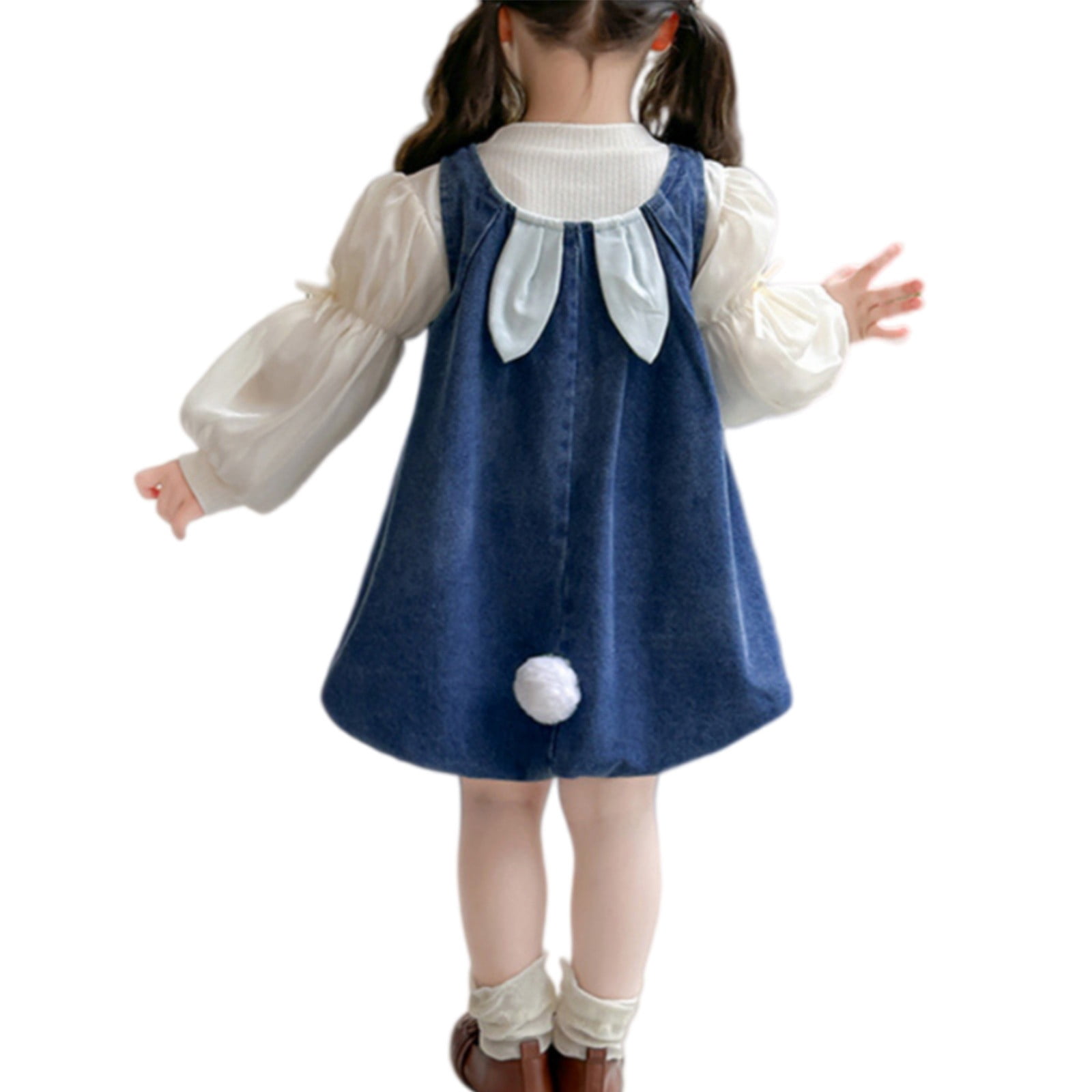 XQYLOS Little Girl Denim Sundress Embroidered Sleeveless Jumper Casual ...