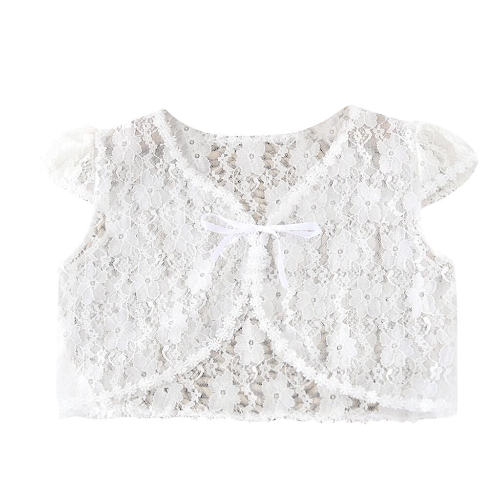 XQYLOS Little Girls' Short Sleeve Lace Bolero Cardigan Shrug Dress ...