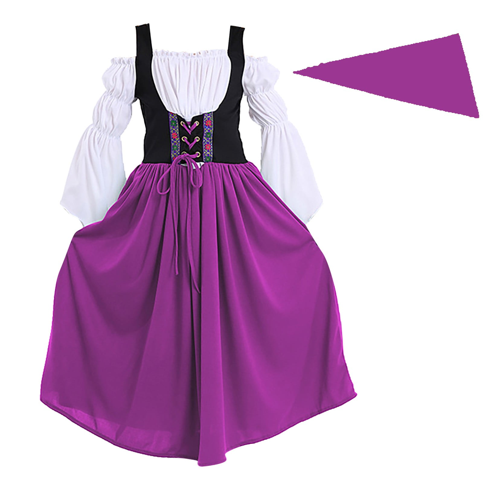 XQYLOS Renaissance Princess Dress, Off Shoulder Bell Sleeve Medieval ...