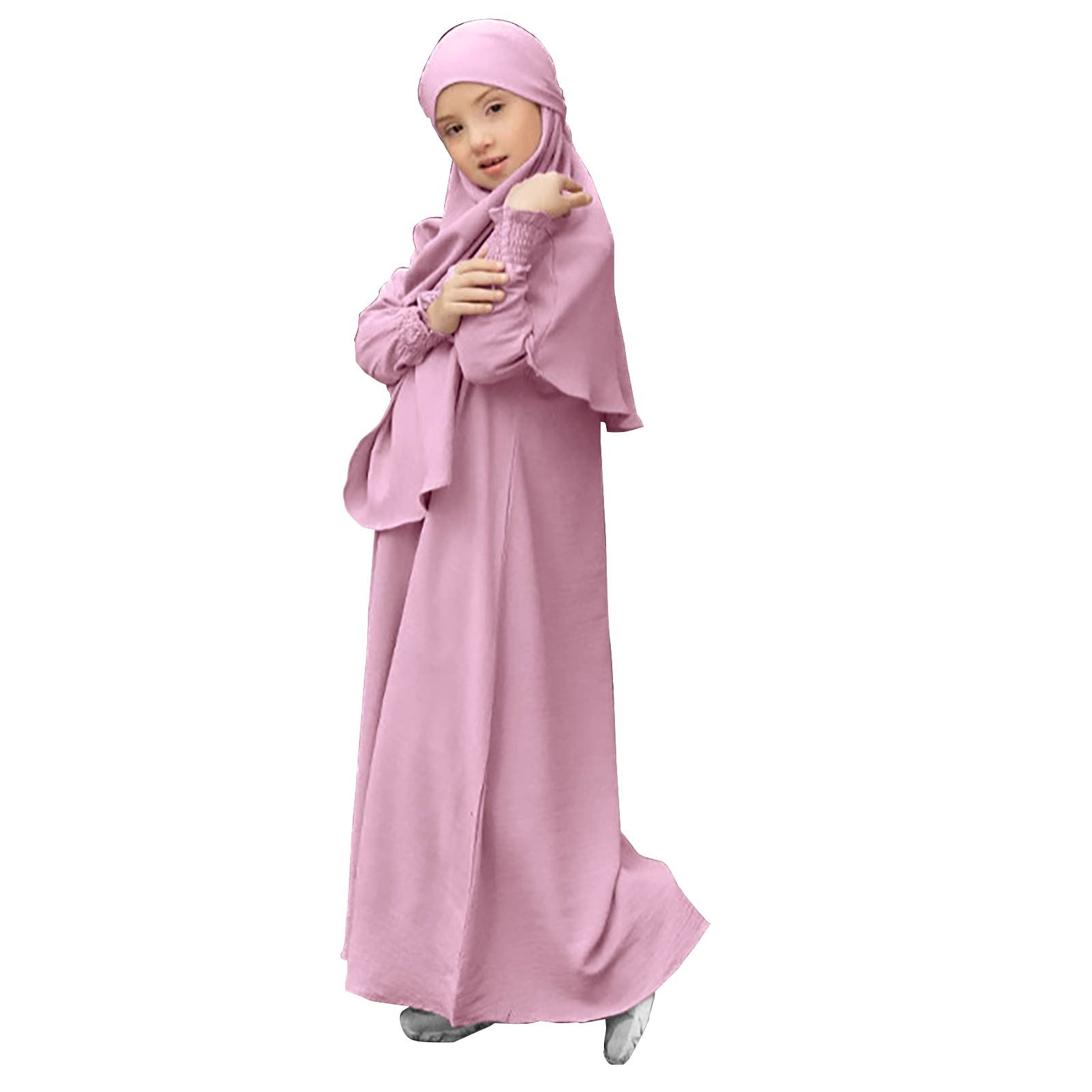 XQYLOS Toddler Muslim Girls Dress with Bow Tie Detail, Long Sleeve Modest Abaya & Skirt Set ...