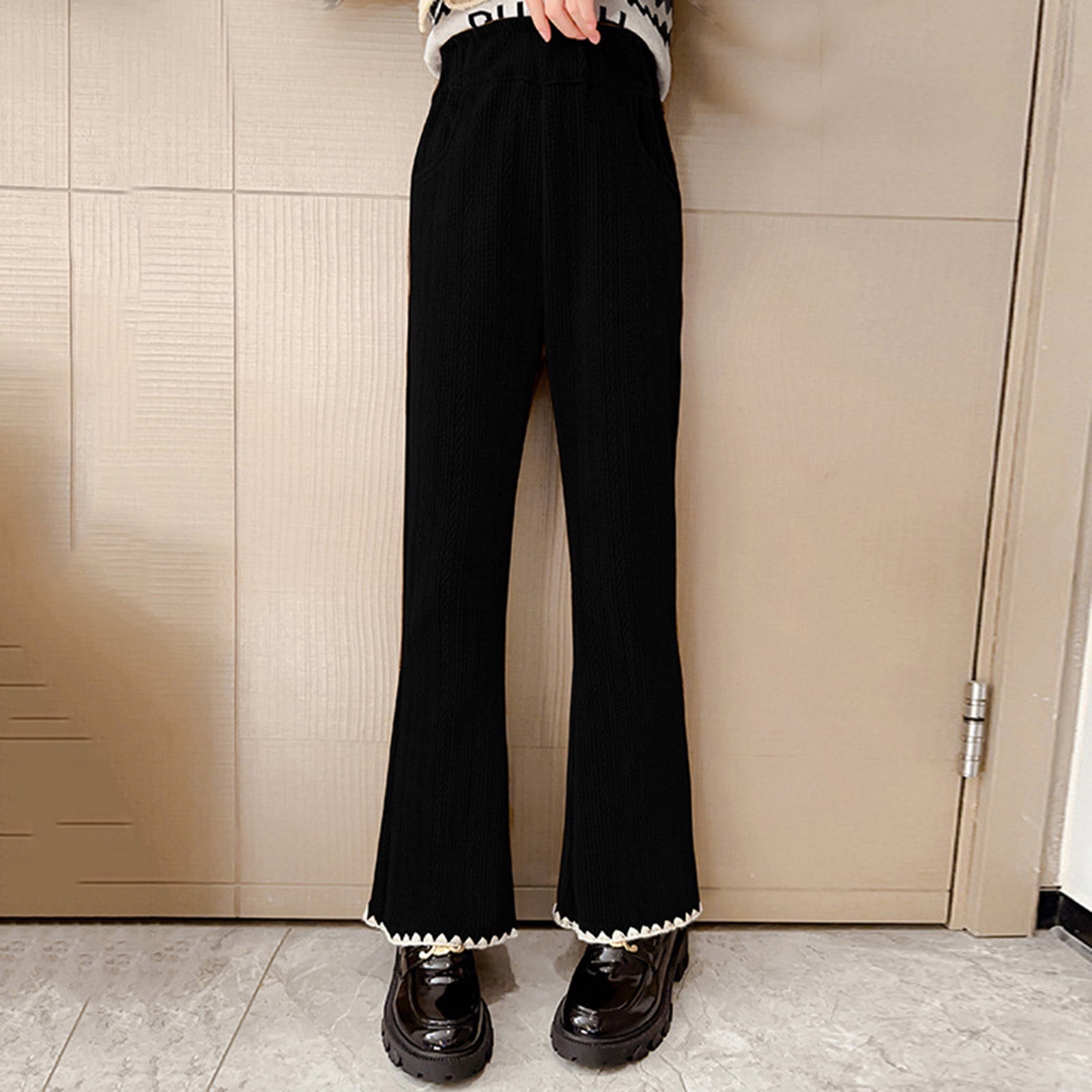 XQYLOS Tollder Girl High Elastic Waist Flare Leg Pants Casual Long Bell ...