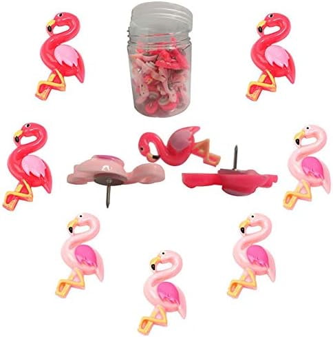 XQingmei Flamingo Push Pins 30 Pieces Pink Thumbtack Cartoon Animal ...