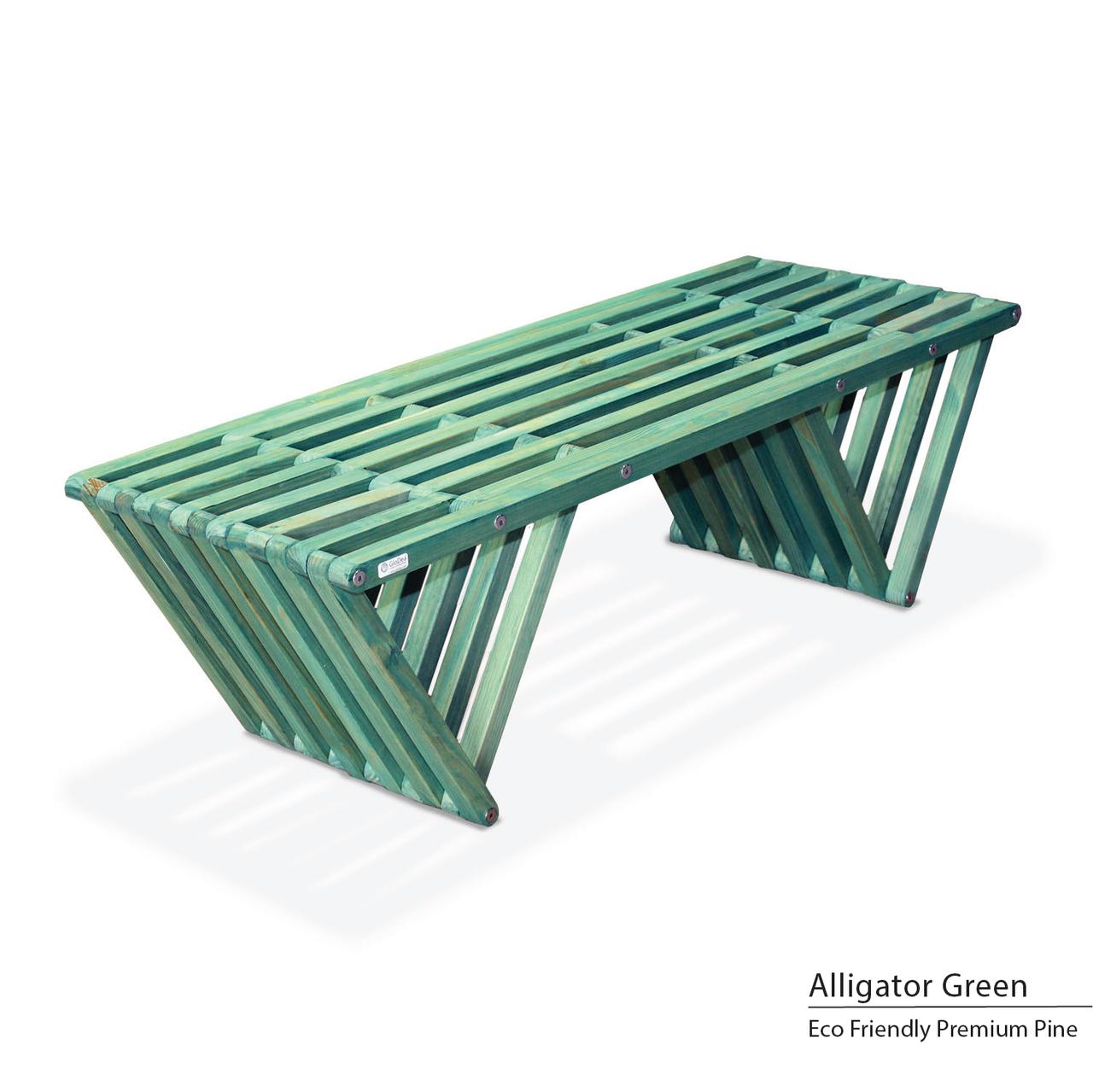 XQuare 54 x 20 x 17 in. Wooden Backless Bench - Two Seat, Alligator ...