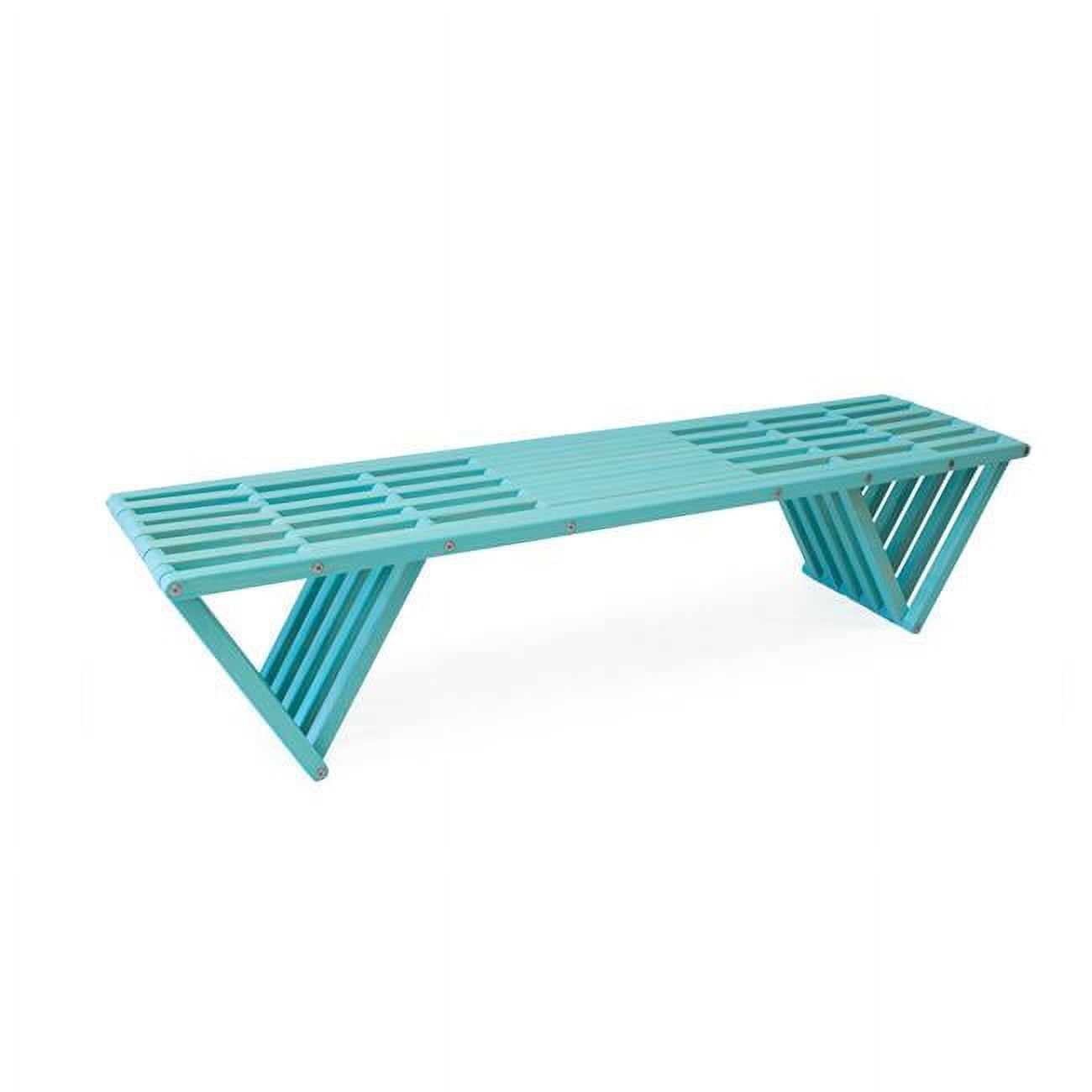 XQuare 72 x 18 x 17 in. Wooden Backless Bench - Three Seat, Turquoise ...