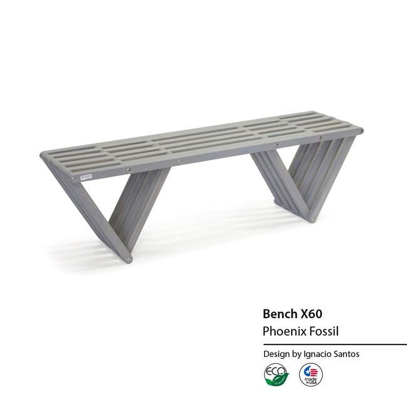 XQuare Solid Wood 54' Backless Bench Phoenix Fossil Grey with a Modern ...