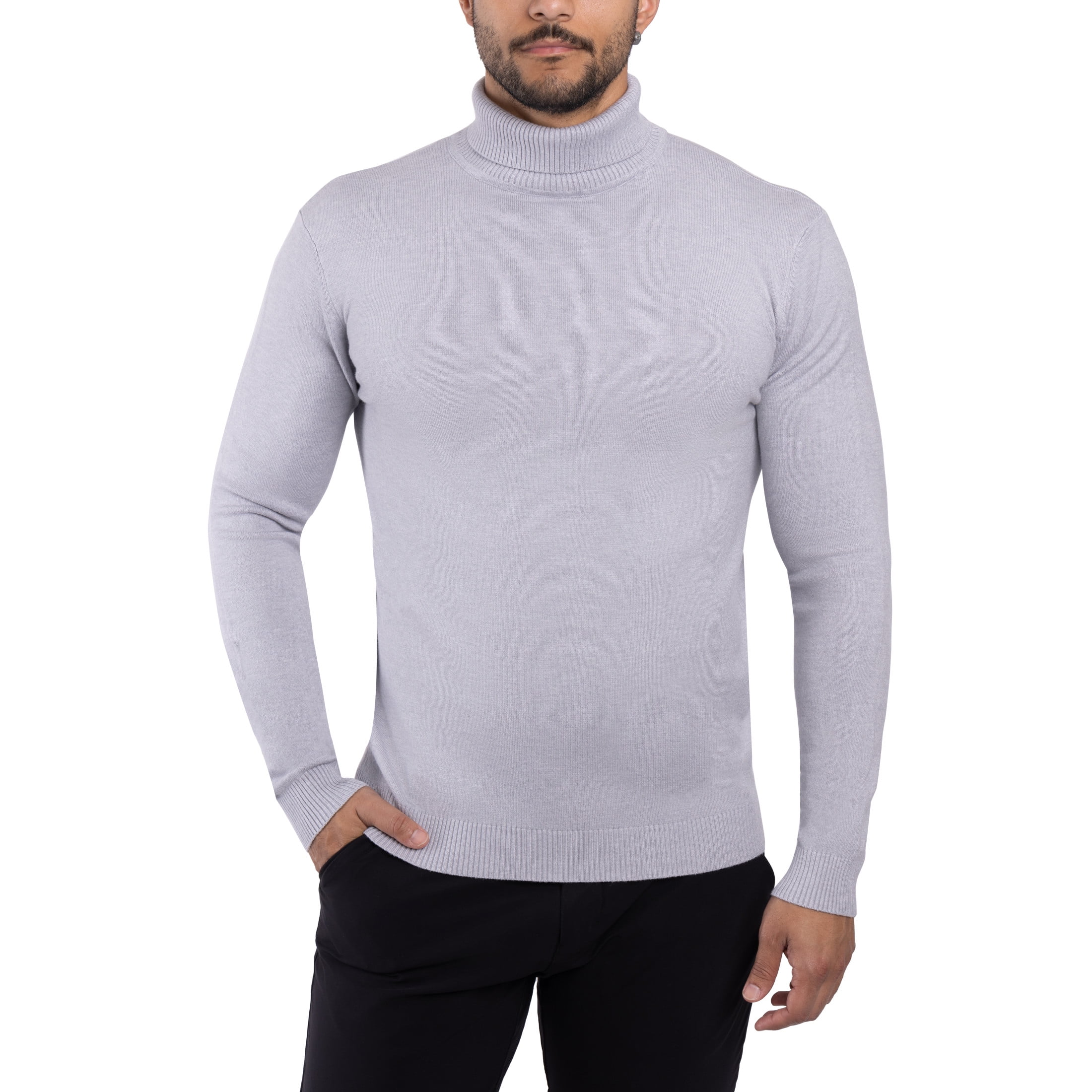 X RAY JEANS Mens Turtleneck Sweater Pullover, Light Heather Grey, XL ...