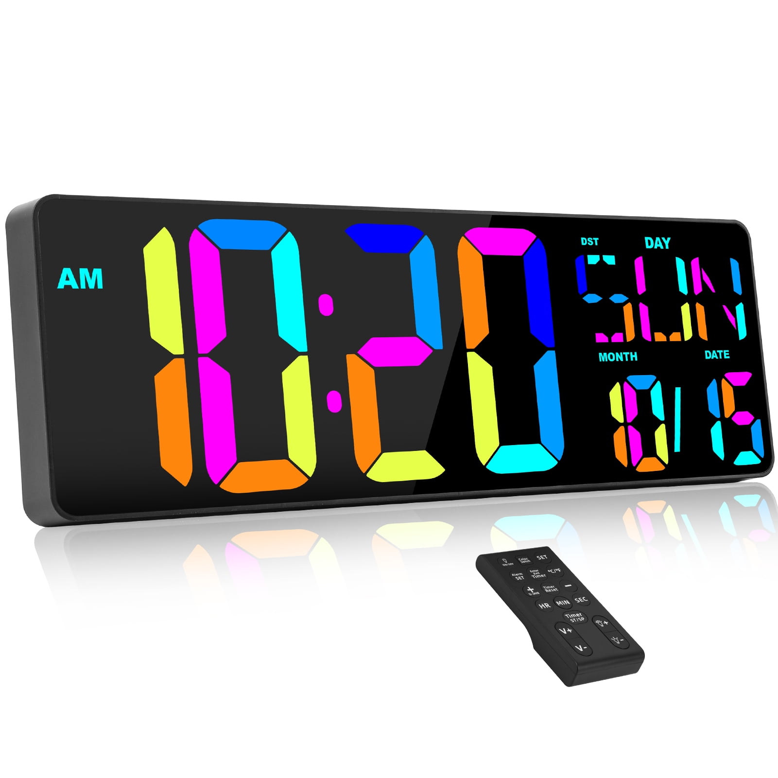 XREXS 17 Inch Digital Wall Clock with RGB Color Change, Adjustable ...
