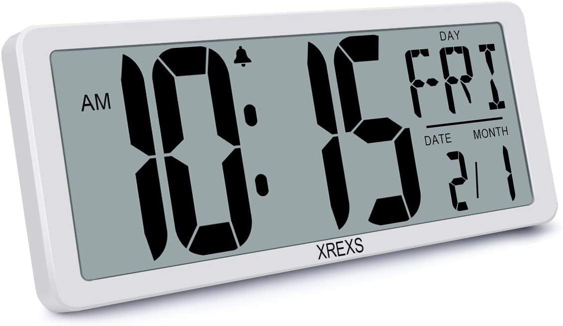 XREXS 14.17 Inch Digital Clock with LCD Screen, Alarm, Countdown Timer ...