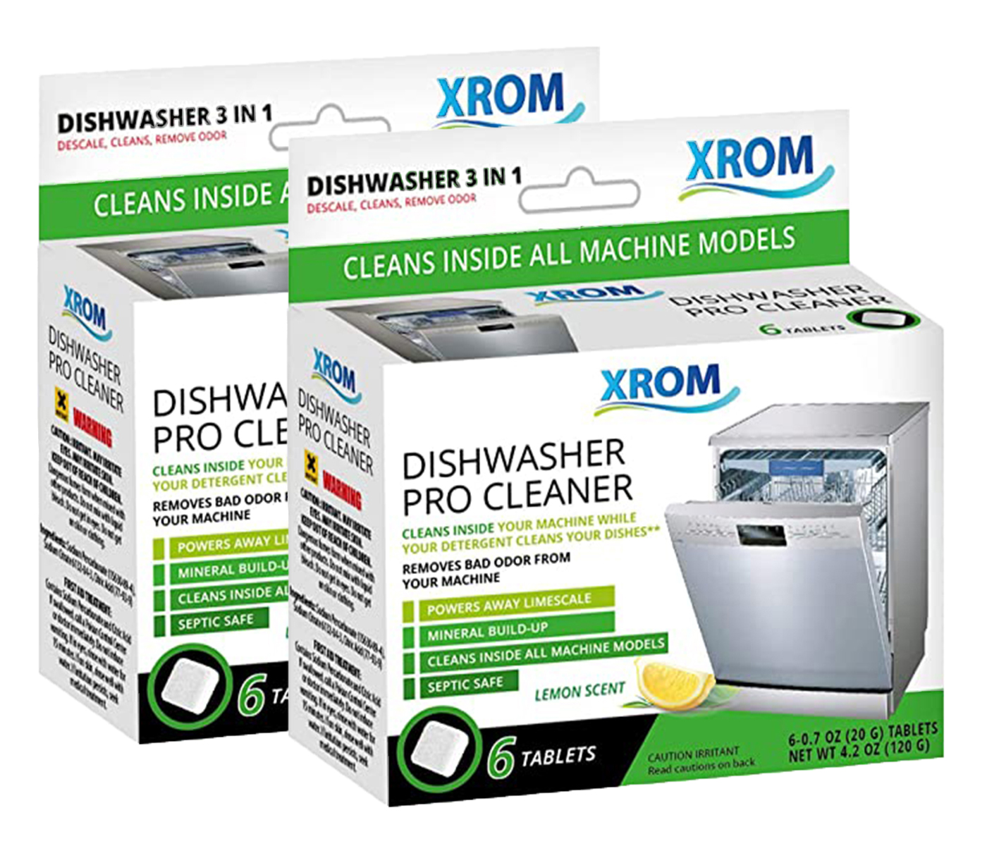 XROM Dishwasher Pro Cleaner 3 in 1 Formula, Removes Odors, Removes Hard Water Stains, Powerful ...