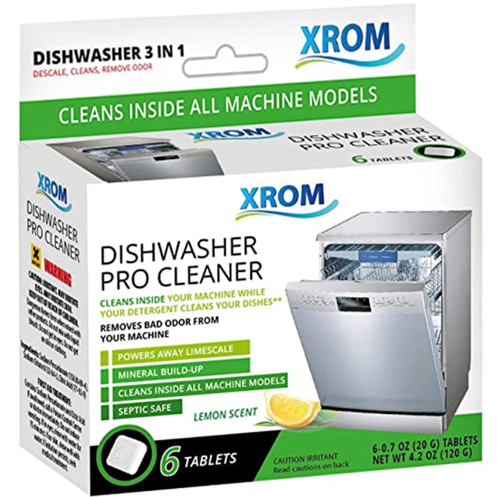XROM Dishwasher Pro Cleaner 3 in 1 Formula, Removes Odors, Removes Hard Water Stains, Powerful ...