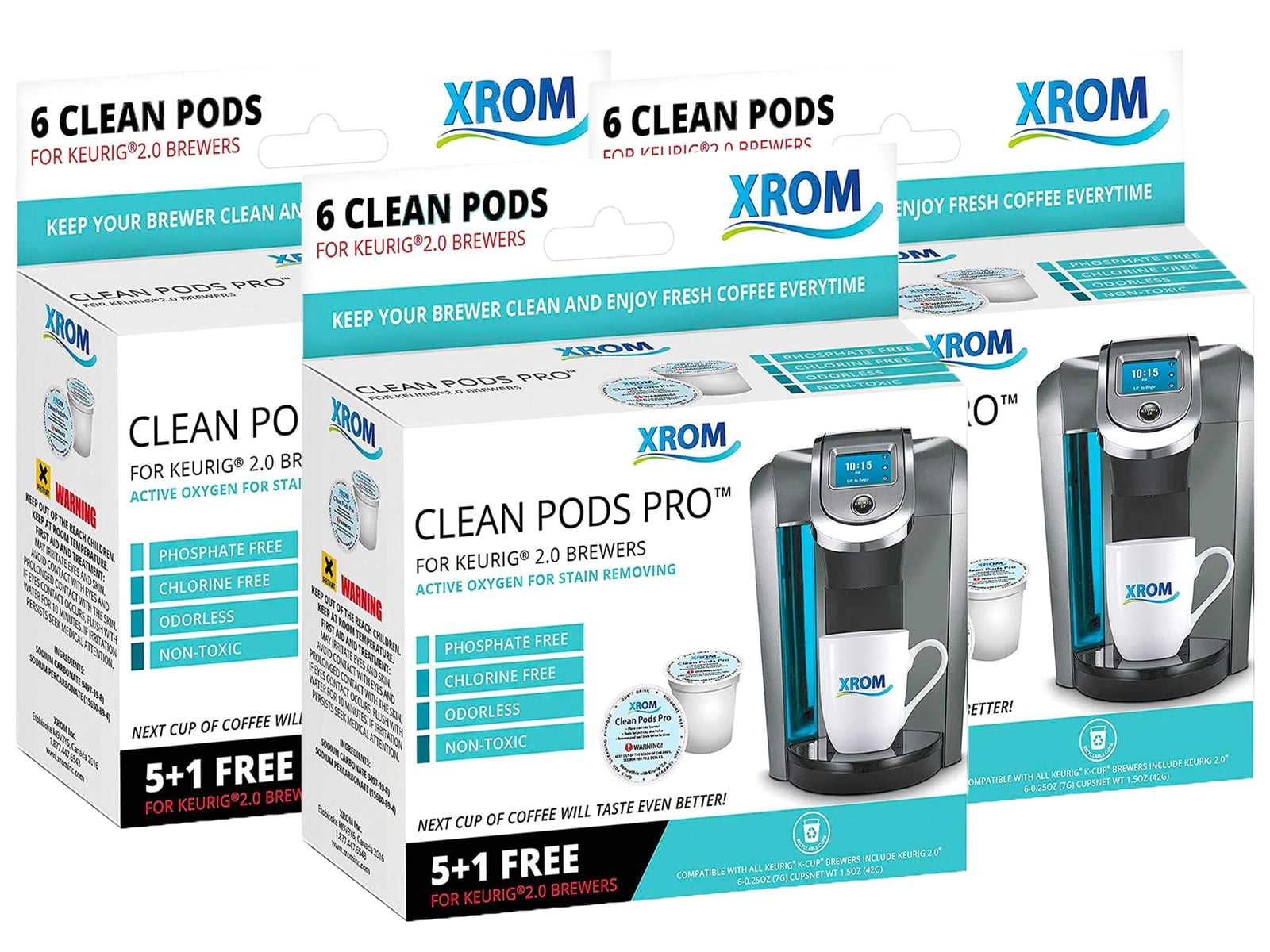 XROM Professional Cleaning Pods Compatible with All Keurig K-Cup 2.0 Brewers, Coffee Stain ...