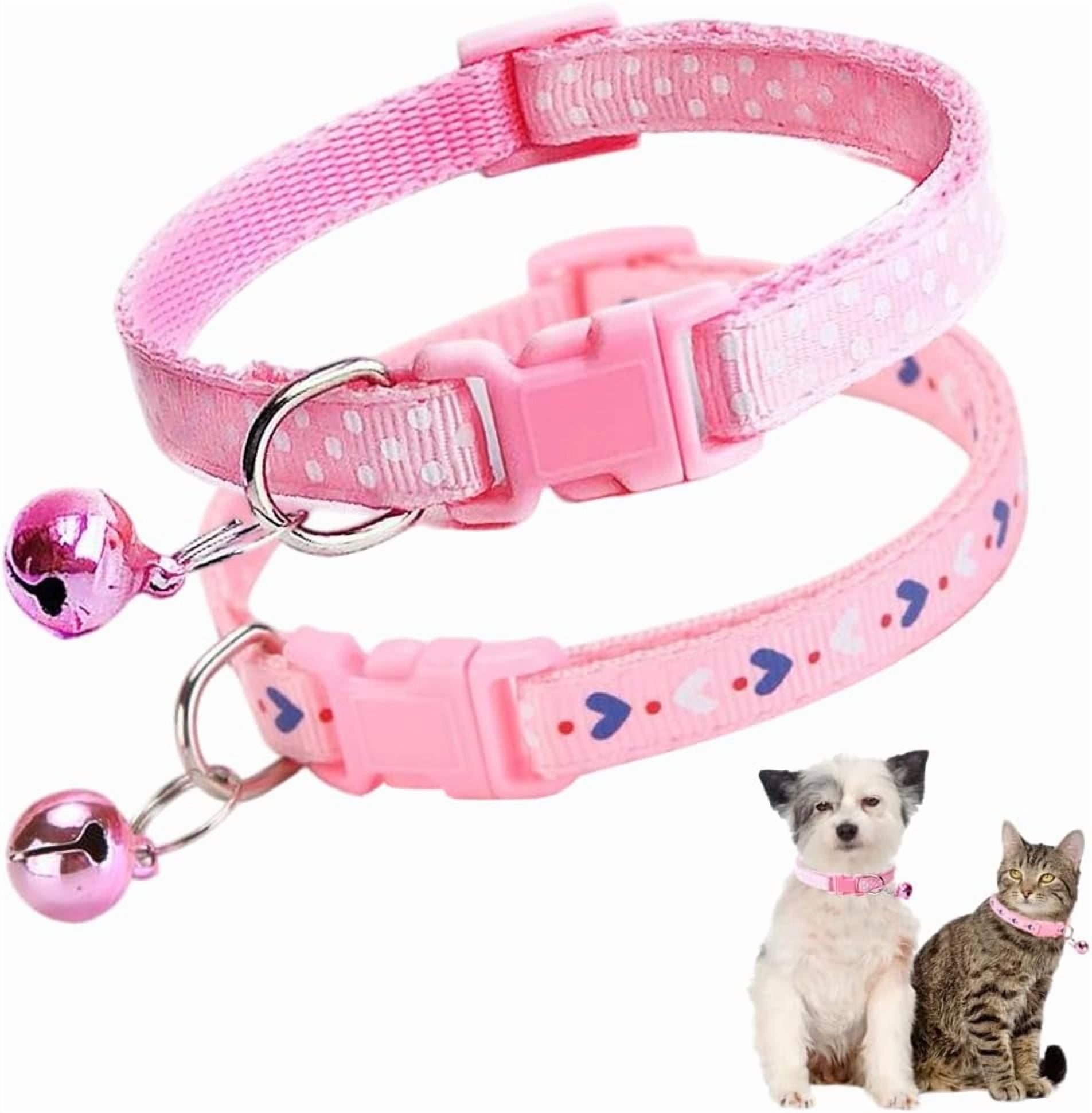 XS Dog Collar with Bell, 2-Pack Puppy Collar with Bells for Girls ...