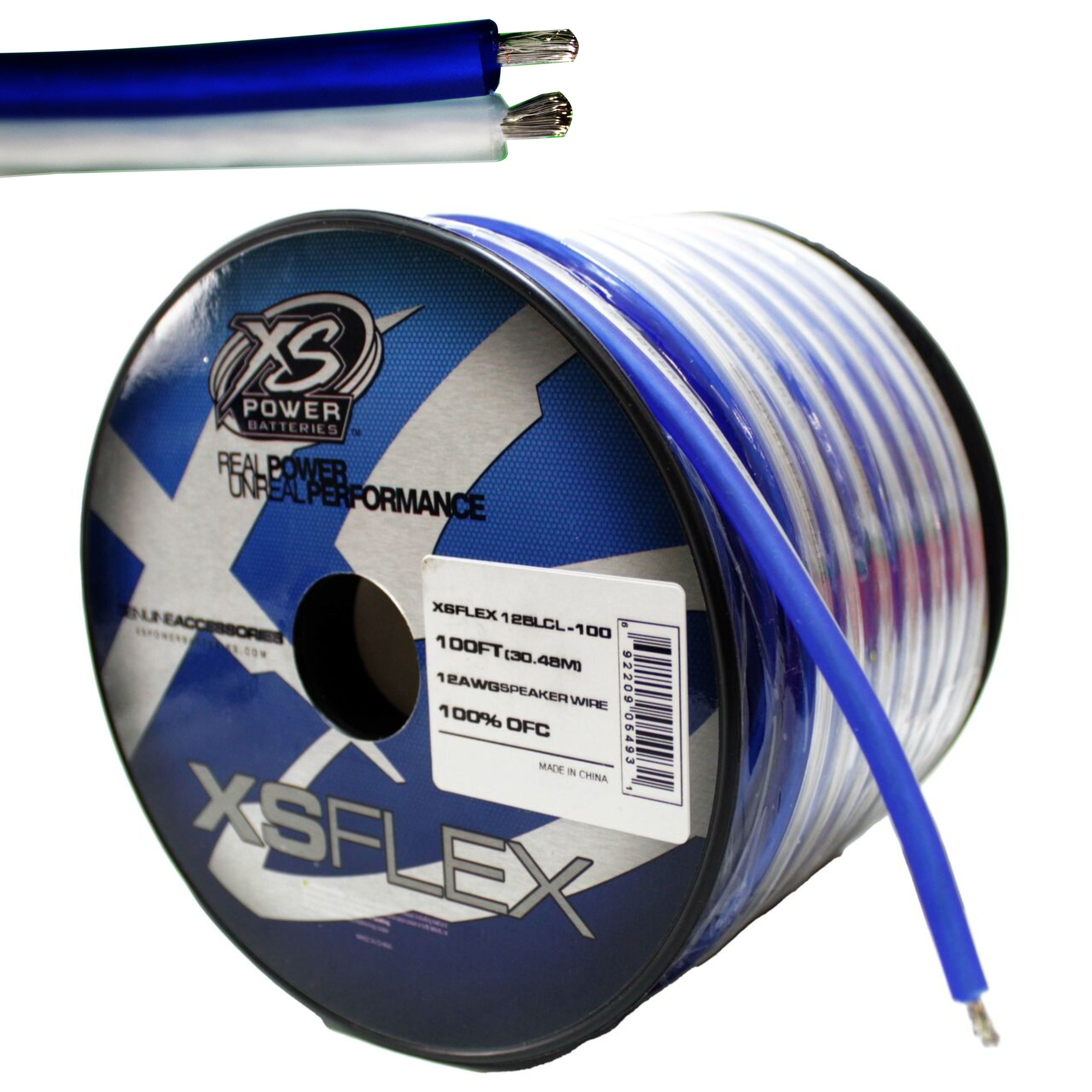 XS Power 12 AWG 100% Oxygen Free Copper XS Flex Speaker Wire Blue/White ...