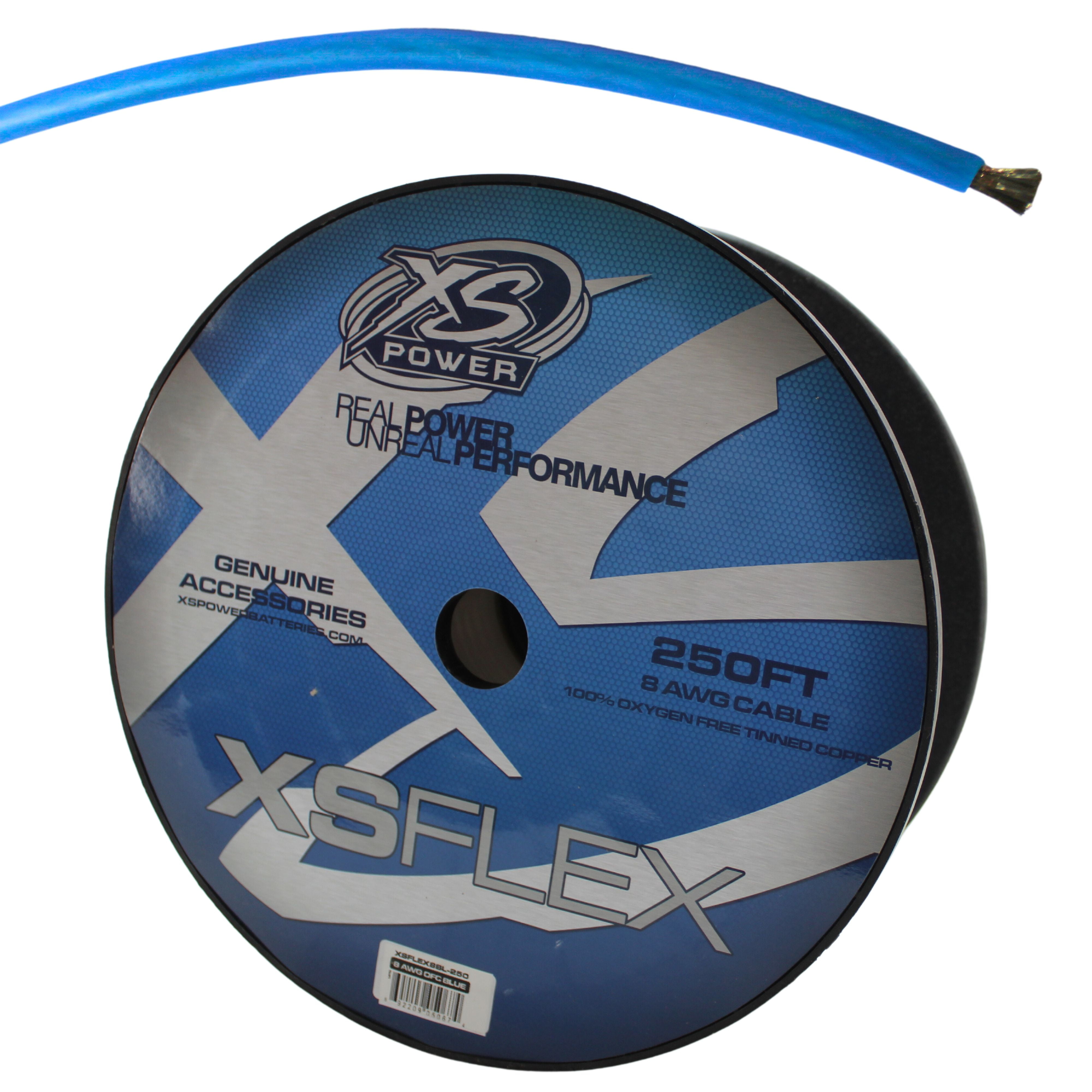 XS Power 8 AWG 100% Oxygen Free Copper XS Flex Power/Ground Wire Blue ...