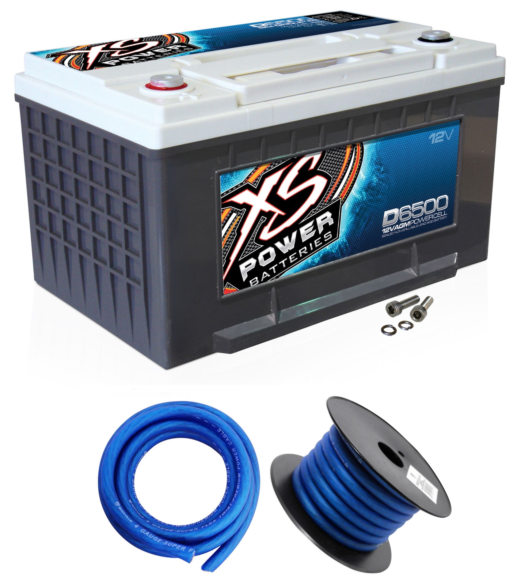 XS Power D6500 3900 Amp Car Audio Battery+Terminal Hardware+Power ...
