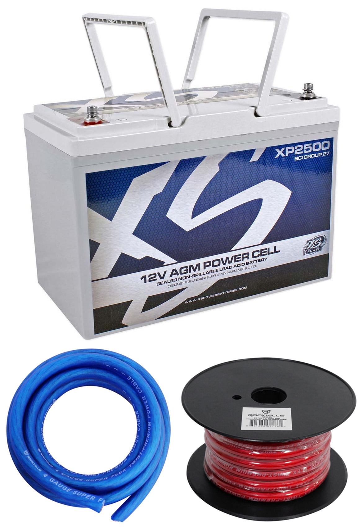 XS Power XP2500 2500 Watt Power Cell Car Audio Battery+Power+Ground ...
