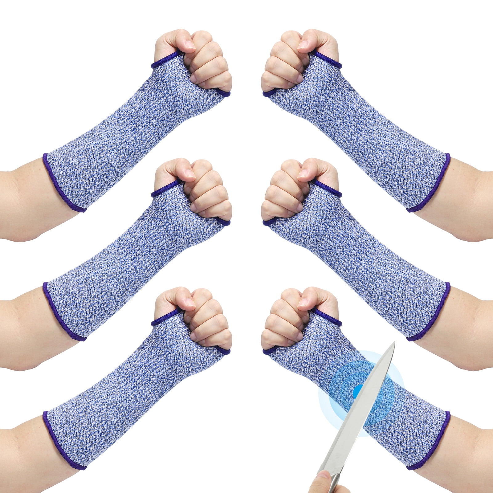 XS Size Arm Protectors Sleeve Cut Resistant Sleeve with Thumb Hole Blue ...