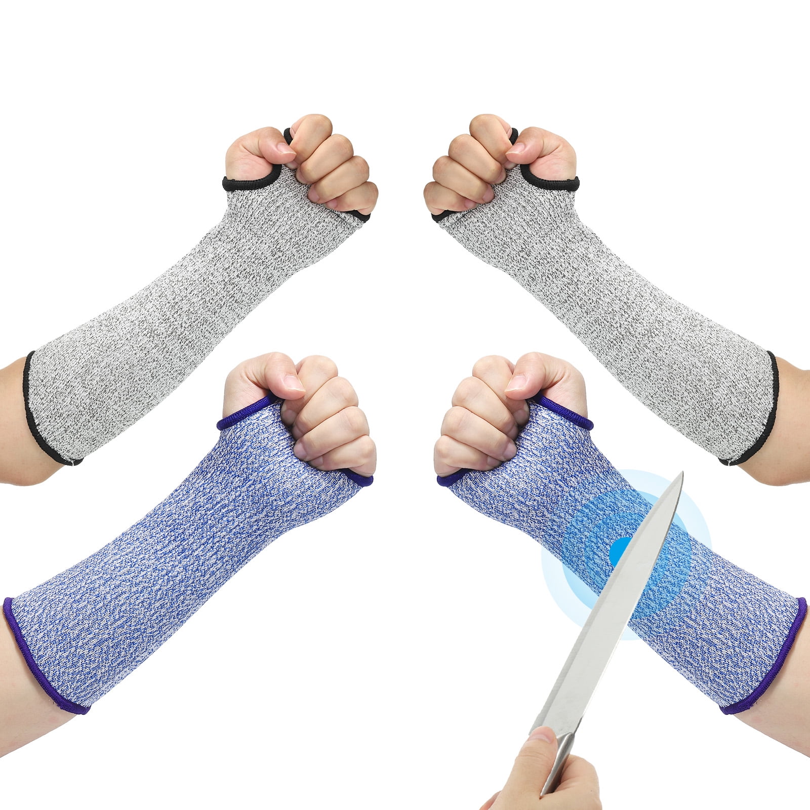 XS Size Arm Protectors Sleeve Cut Resistant Sleeve with Thumb Hole Blue ...