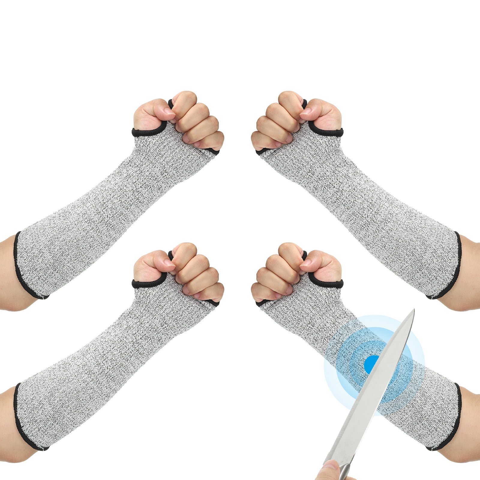 XS Size Arm Protectors Sleeve Cut Resistant Sleeve with Thumb Hole Gray ...