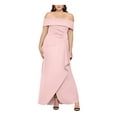 Xscape Womens Pink Stretch Zippered Pleated Cascade Ruffle Tulip Hem