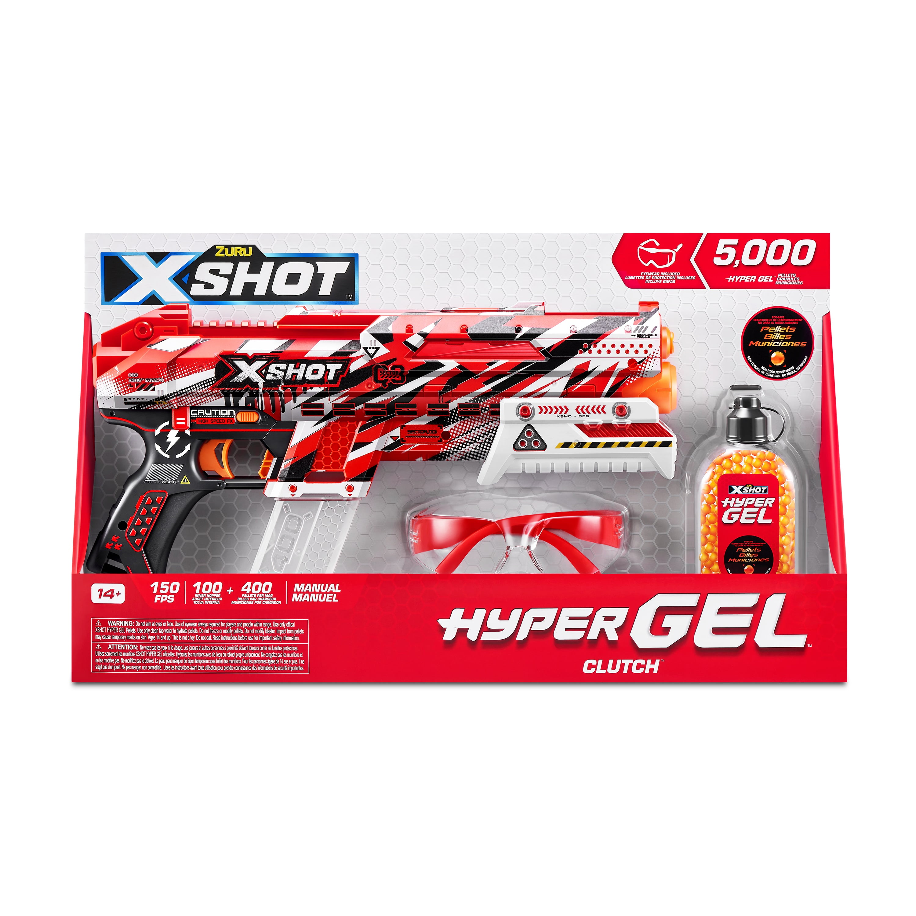 ZURU X-Shot Hyper Gel Clutch Blaster with Fire Ammo Mag, 5,000 Pellets ...