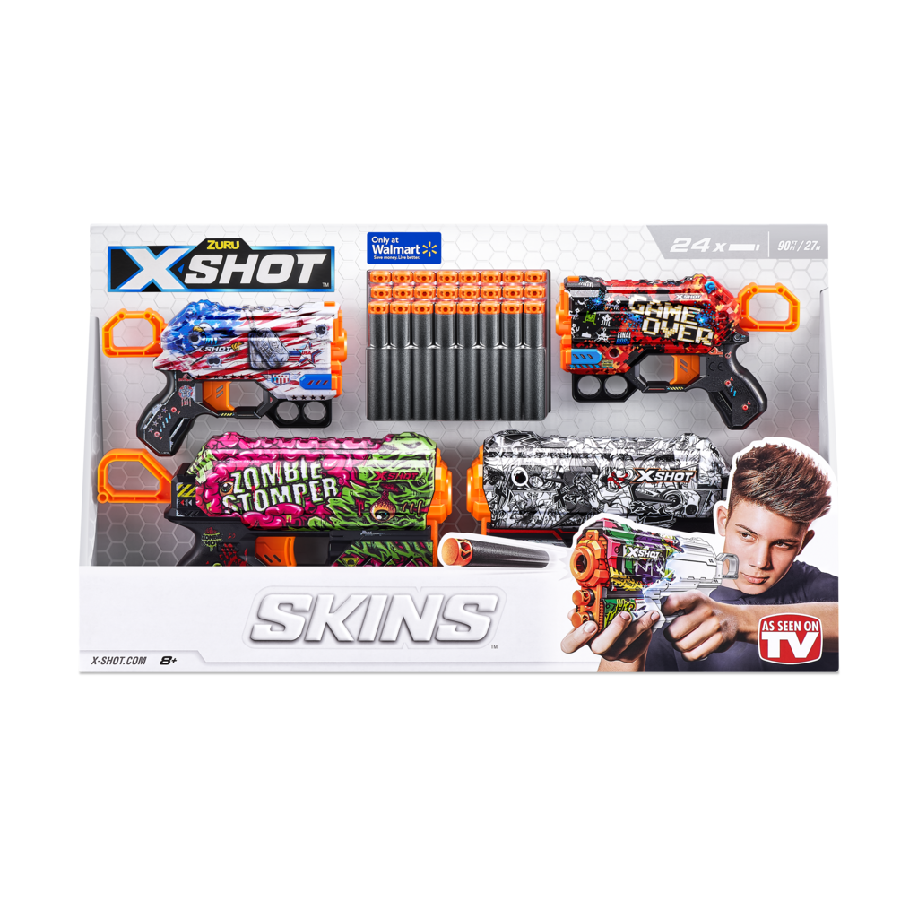 XSHOT Skins Double Flux Double Menace Dart Blaster Combo Pack (24 Darts ...