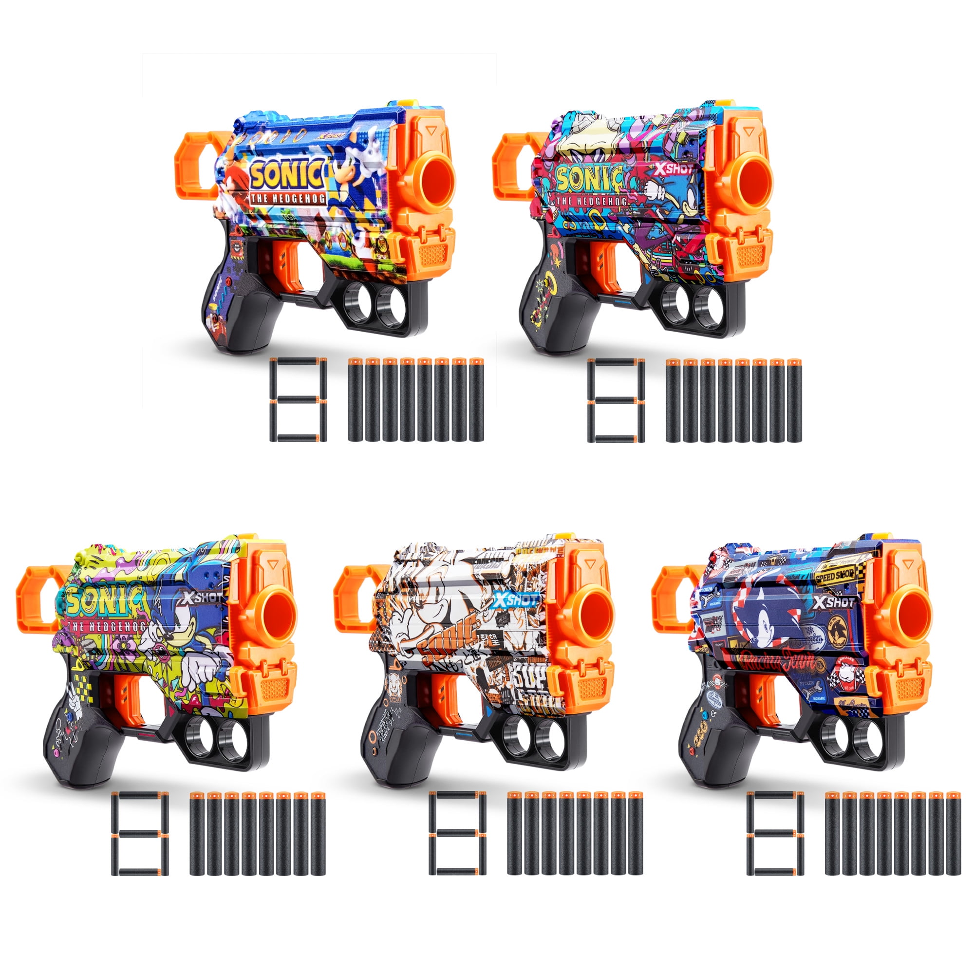 XSHOT Skins Sonic Menace Dart Blaster - 5 Assorted Sonic Designs by ...