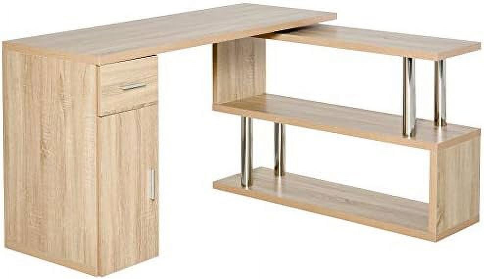XSRFGYN Rotating Computer Desk 55" L-Shaped Desk Corner Desk with ...