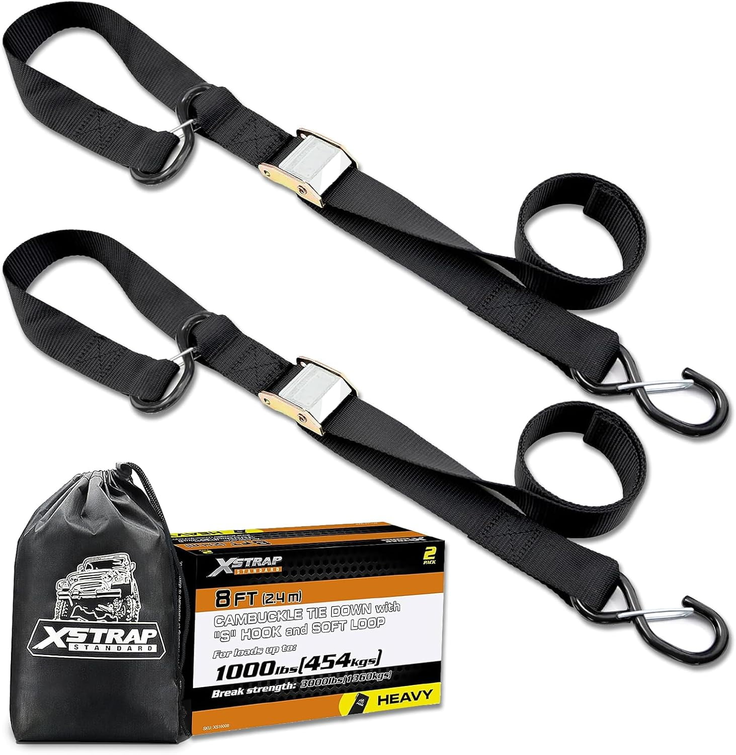 XSTRAP STANDARD Motorcycle Tie Down Straps, 2 Pack, 3000lb Break ...