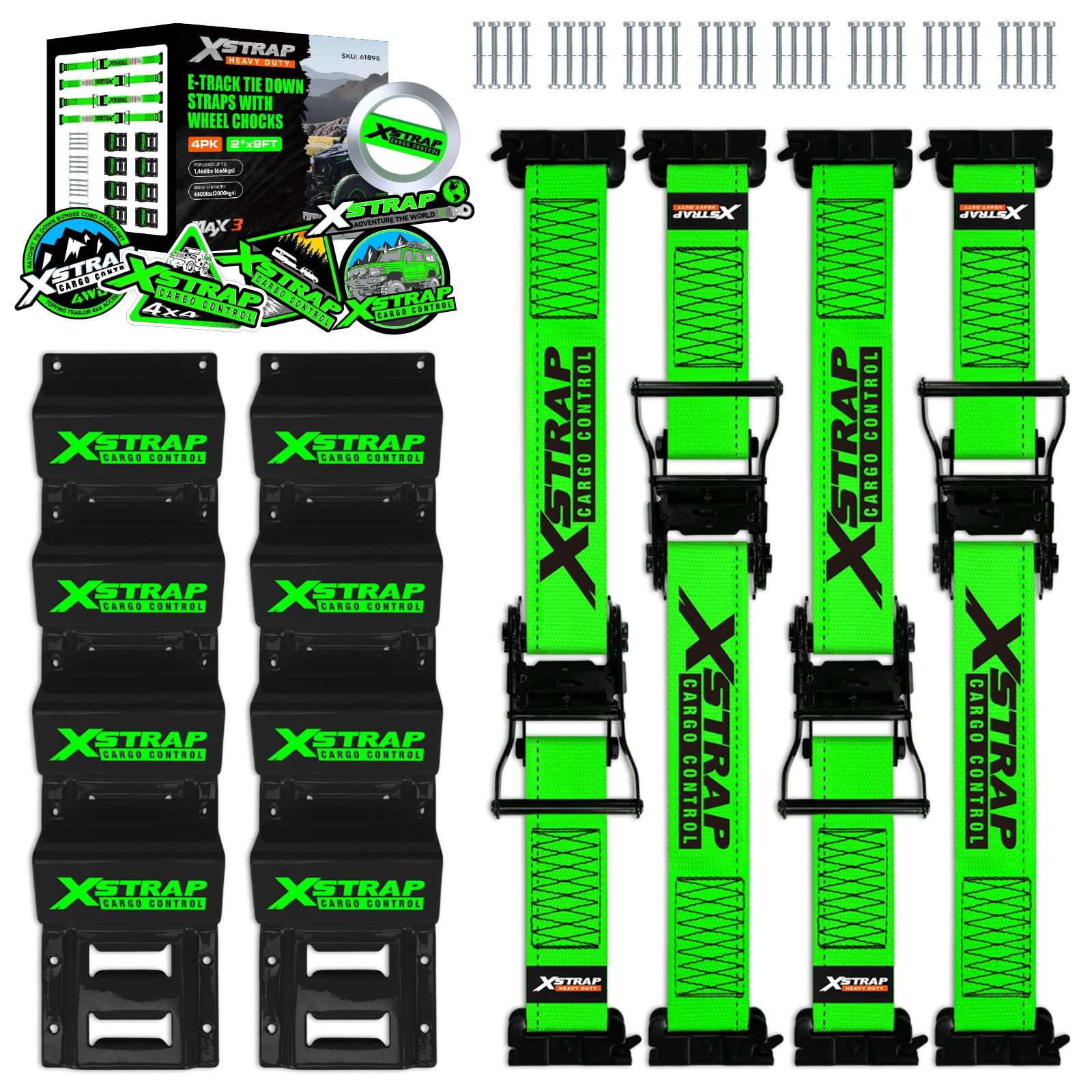 XSTRAP STANDARD Wheel Chock E-Track Tie Down Straps Kit, 4 Pack 2” x ...