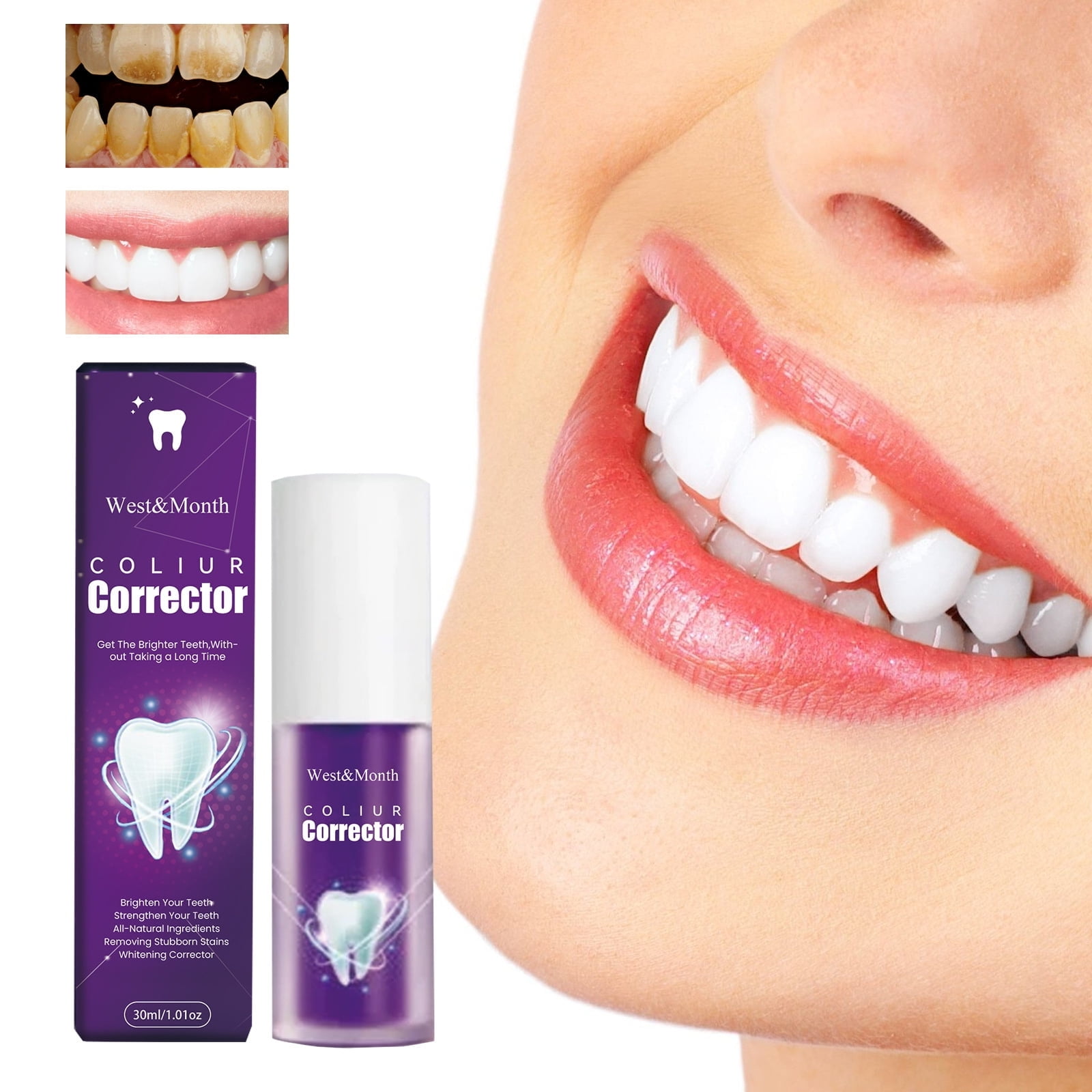 XSZHAO West &Month Purple Whitening Toothpaste, cleans tooth stains ...