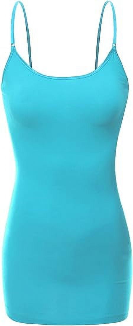 XT1002L Adjustable Spaghetti Strap Basic Long Cami Tunic Tank Top Plus ...