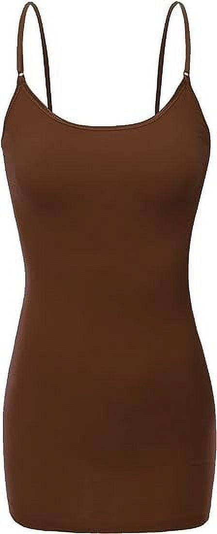XT1002L Adjustable Spaghetti Strap Basic Long Cami Tunic Tank Top Plus ...