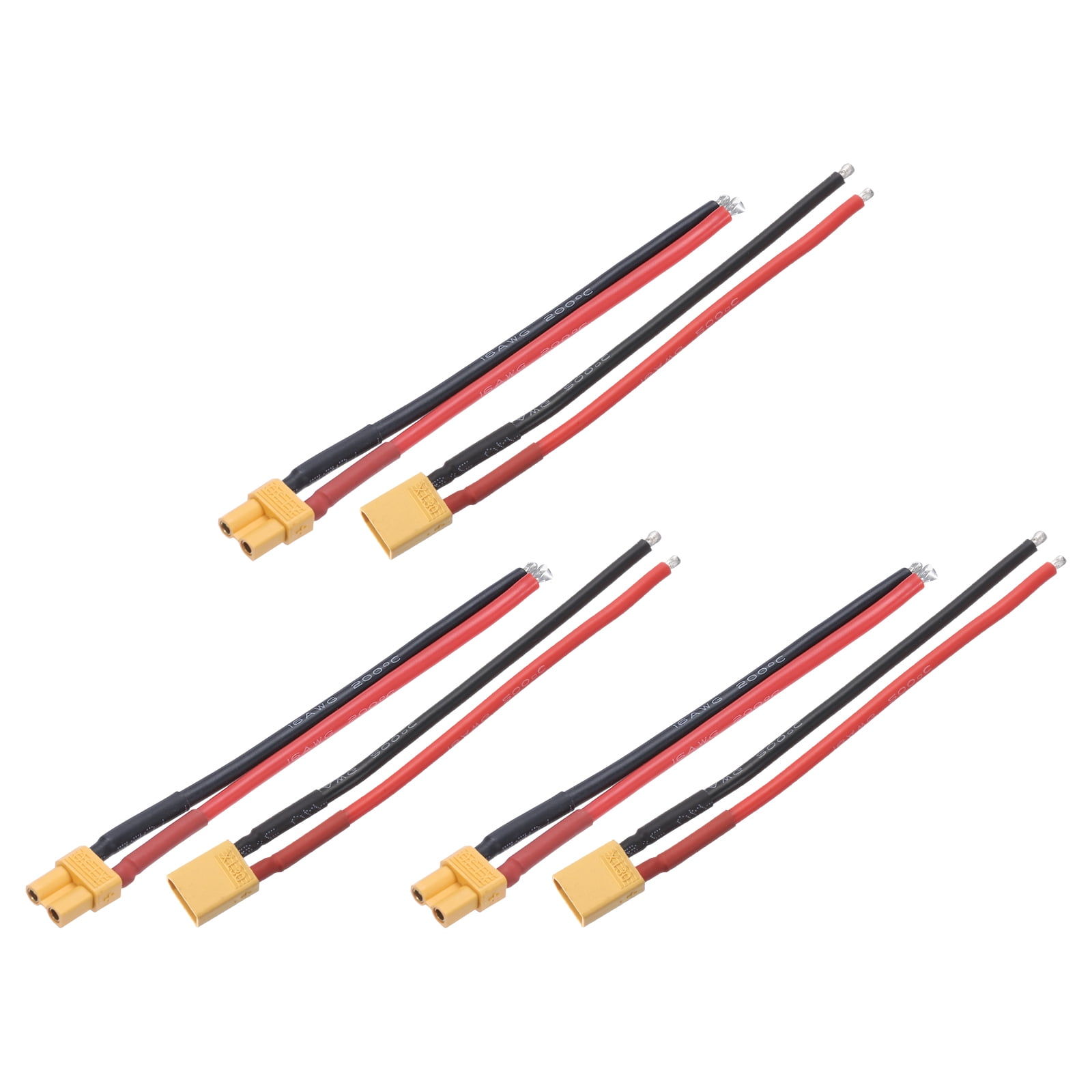 XT30 Plug Male Female Connector with 100mm 16AWG Silicone Wire 6Pcs for ...