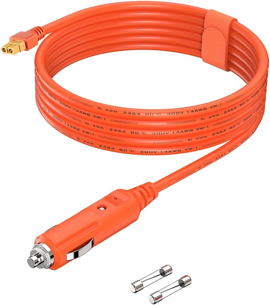 XT60 Connector Car Charger Extension Cable, 14AWG 2M/6.6Ft DC Car ...