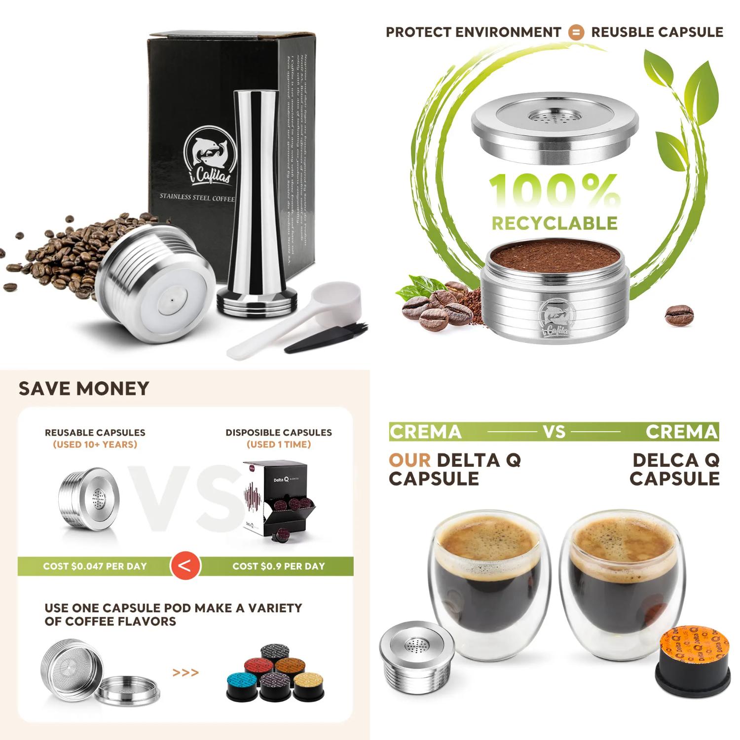 XTAIYIMAO ICafilasStainless Steel Reusable Coffee Capsule Refillable ...