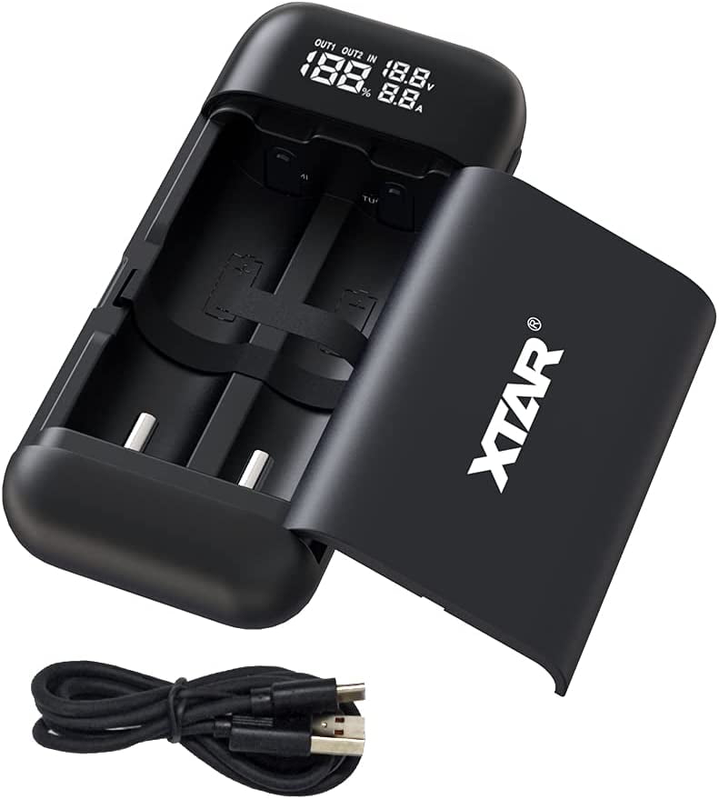 XTAR PB2S Universal 18650 18700 20700 21700 Battery Charger with Output Function,Support QC3.0 ...