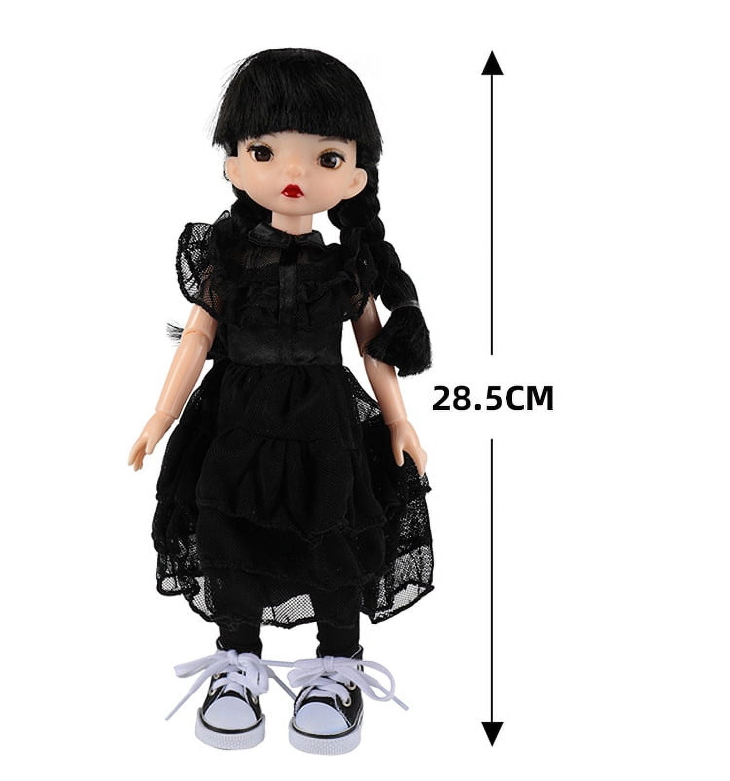 Joybuy 12Inch Wednesday Adams Articulated Doll in Black Dress ...
