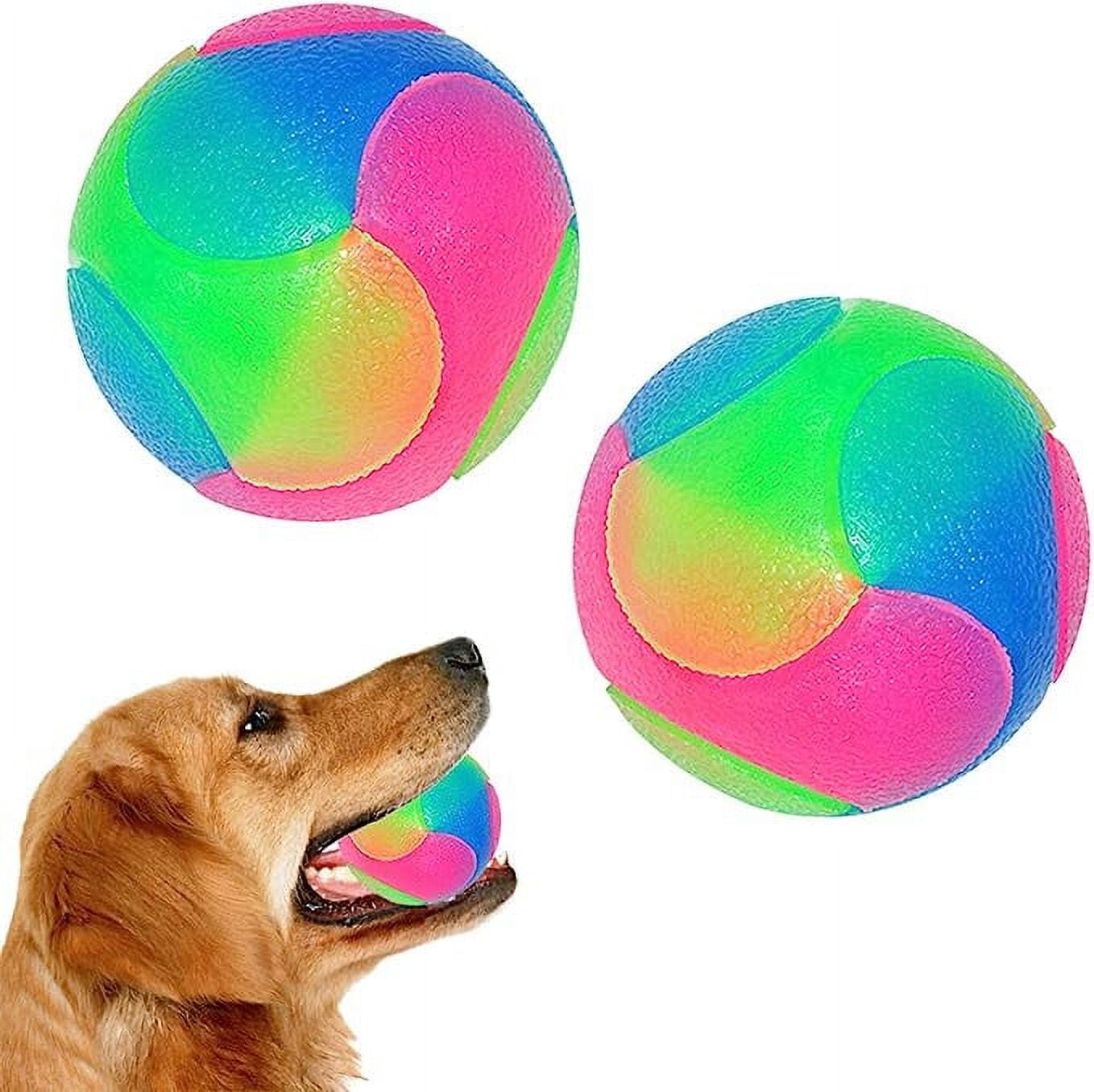 XTEILC 2 pcs LED Light Up Dog Balls, Flashing, Elastic, Glow in Dark ...