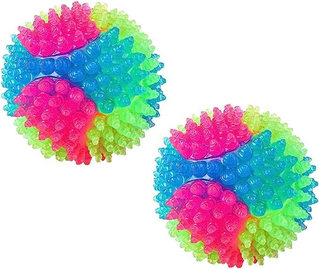 XTEILC 2 pcs Light Up Dog Balls Flashing Elastic Ball Glow in The Dark ...