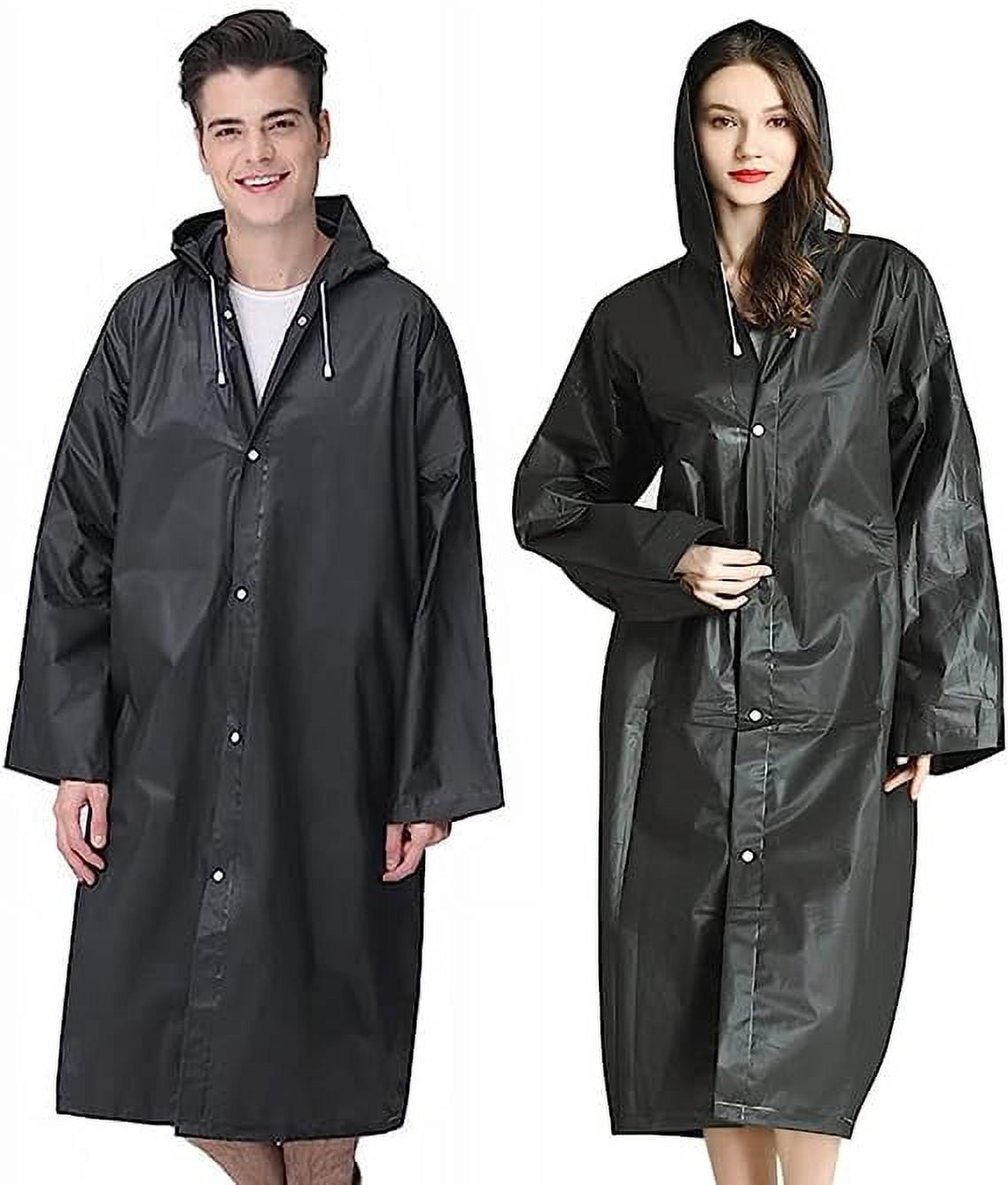 XTEILC 2Pcs Raincoat Waterproof Rain Coat Poncho with Buckle Hood ...