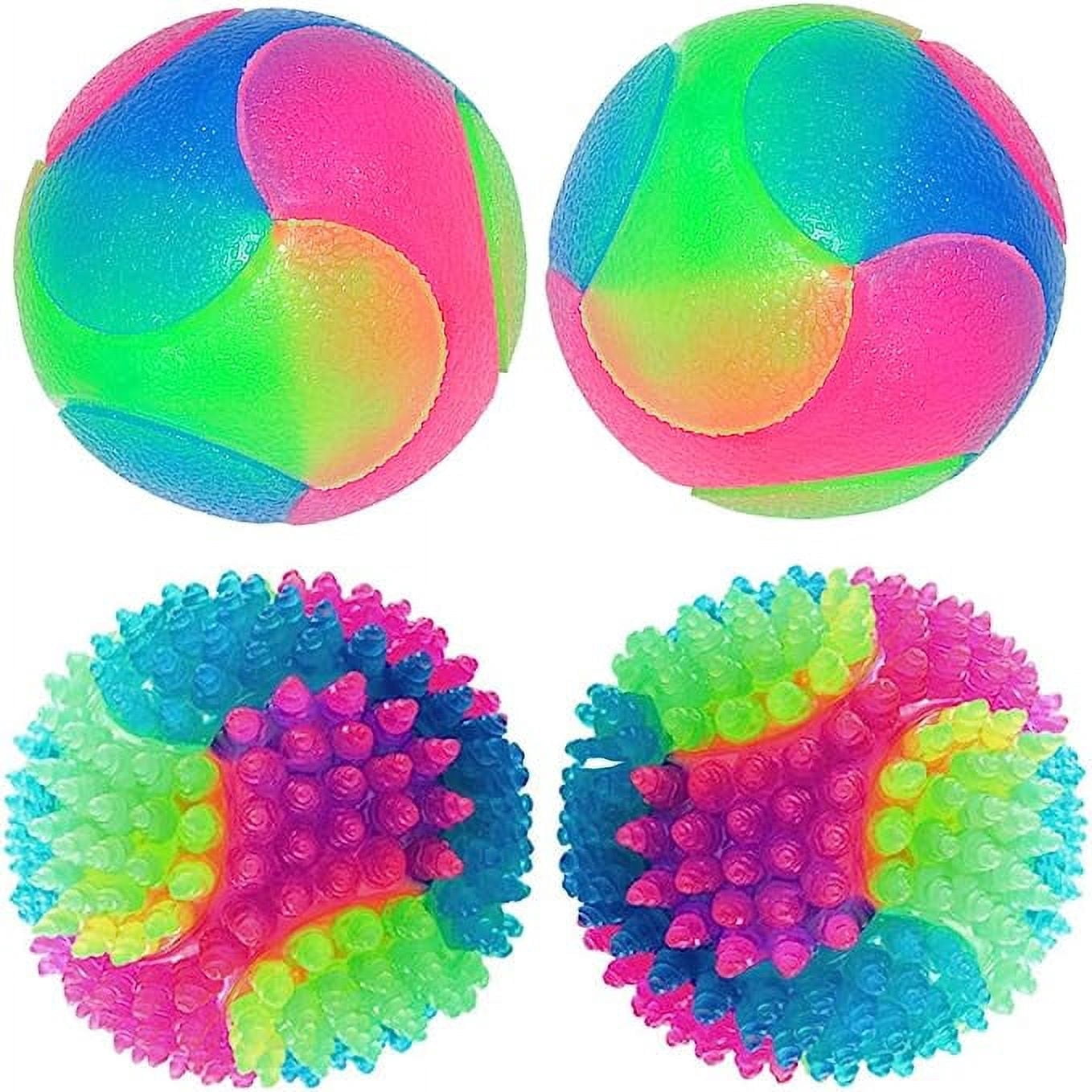 XTEILC 4 pcs Light Up Dog Balls Flashing Elastic Ball Glow BallGlow in ...