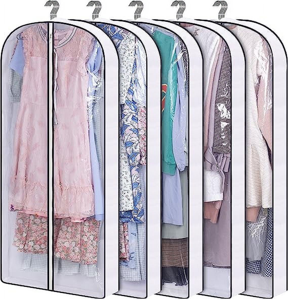 XTEILC 40'' Long Hanging Garment Bags for Closet Storage Gusseted Clear ...
