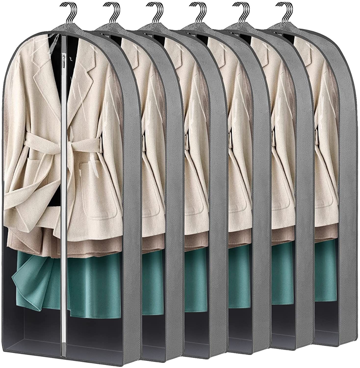 XTEILC 50'' Long Hanging Garment Bags for Closet Storage Gusseted Clear ...