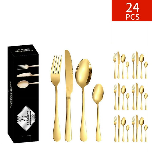 XTEILC Gold Silverware Set for 6 Flatware Set Stainless Steel ...