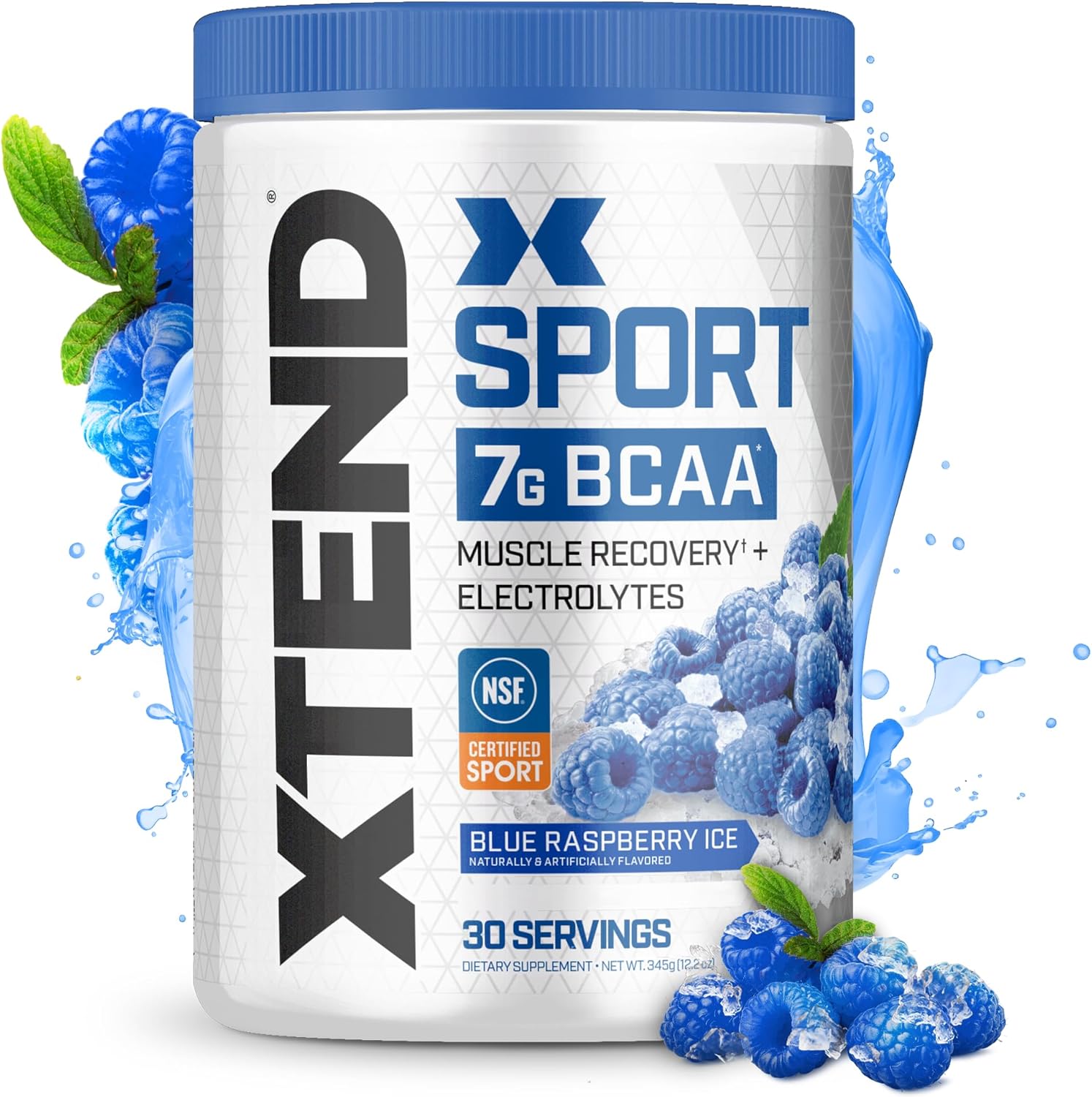 XTEND Sport BCAA Powder Blue Raspberry Ice - Electrolyte Powder for ...