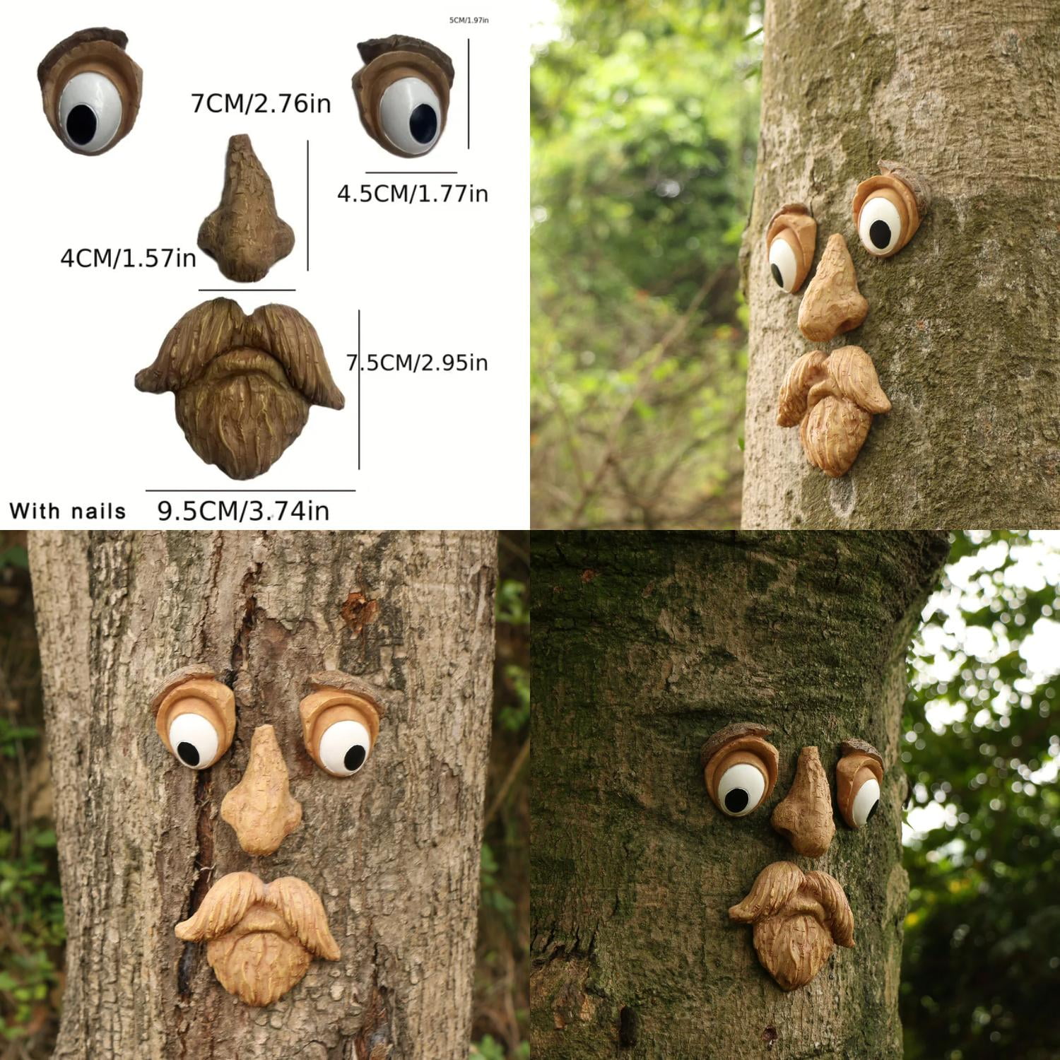 XTEURHD 4pcs/set tree face tree facial features - resin tree face ...